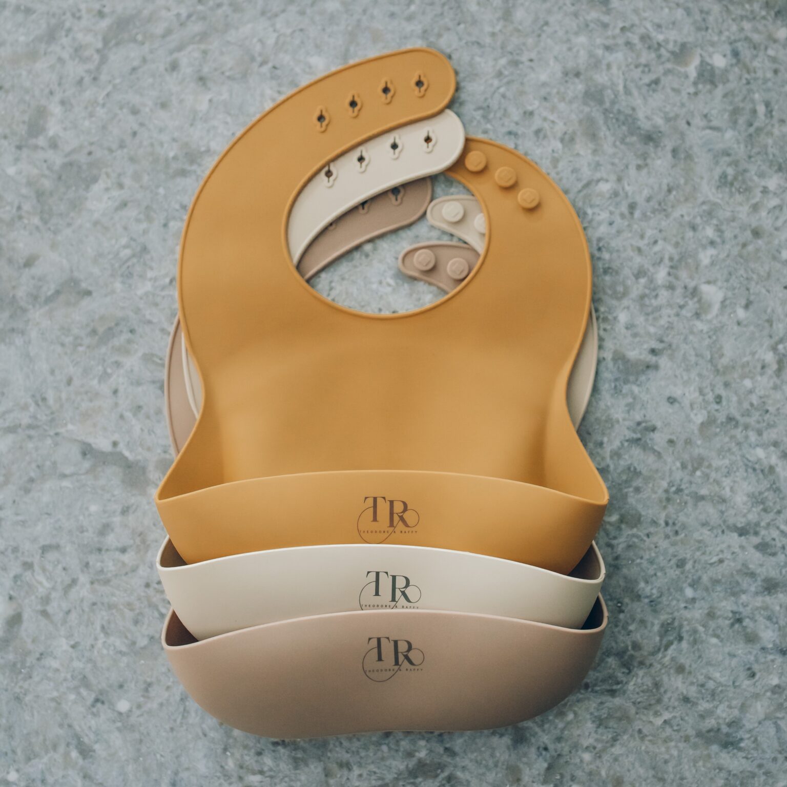 Silicone Baby Bibs 3 x Pack Easy Clean Mango, Beige, Sand - Theodore ...